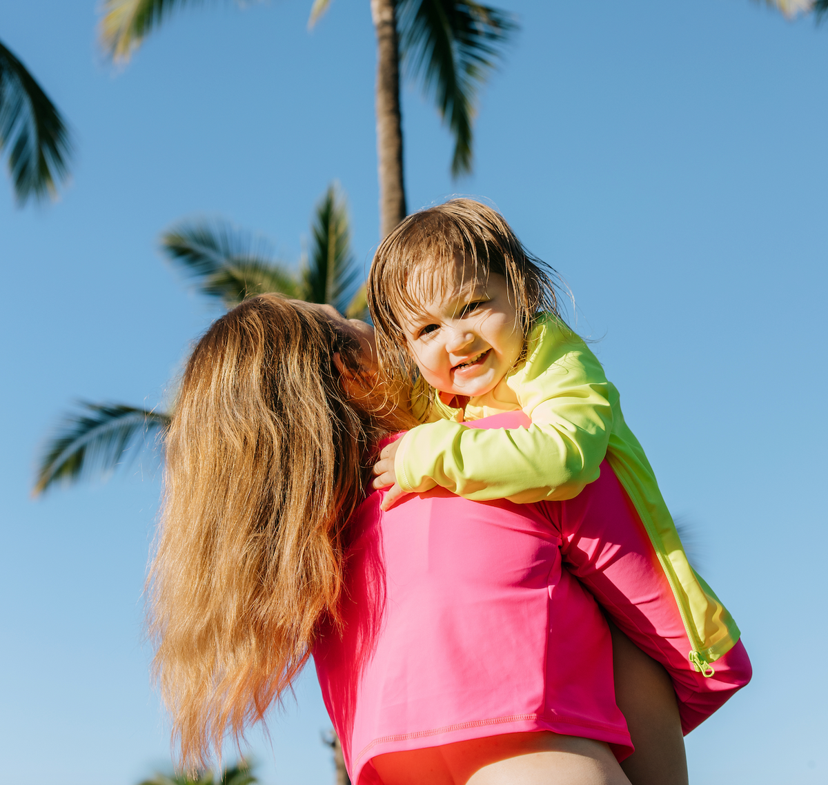 SwimZip Neon Rash Guard UPF 50+: Highly visible, bright, true neon ras