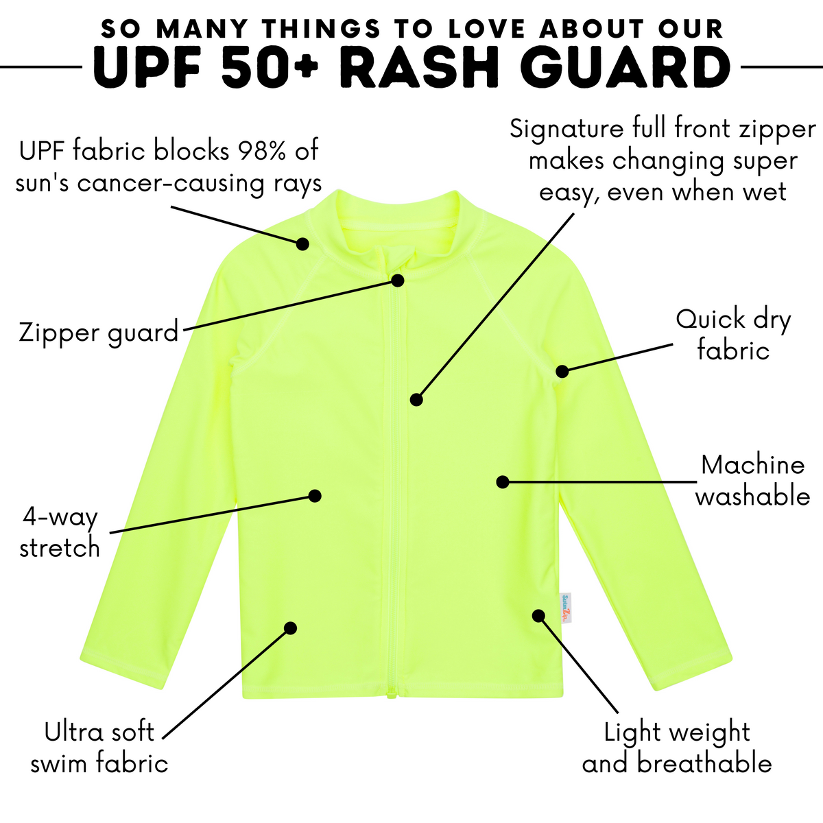 SwimZip Kid's Long Sleeve Rash Guard - Multiple Colors - UPF 50+