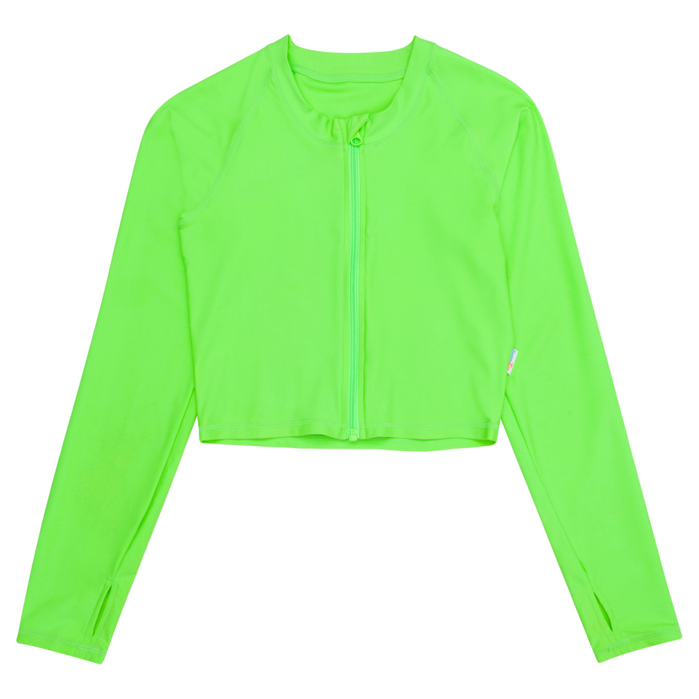 Women's Long Sleeve Crop Rash Guard | “Neon Green”