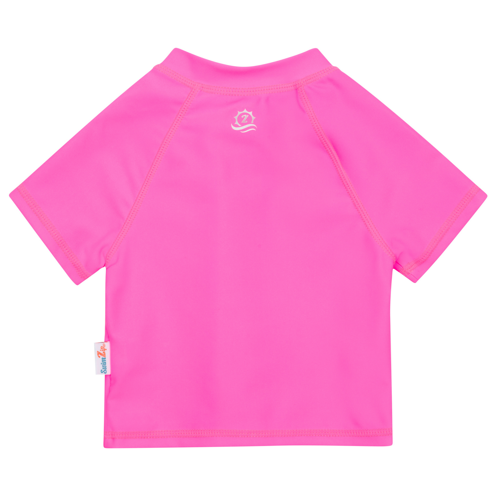 Kids Short Sleeve Zipper Rash Guard Swim Shirt | “Neon Pink”