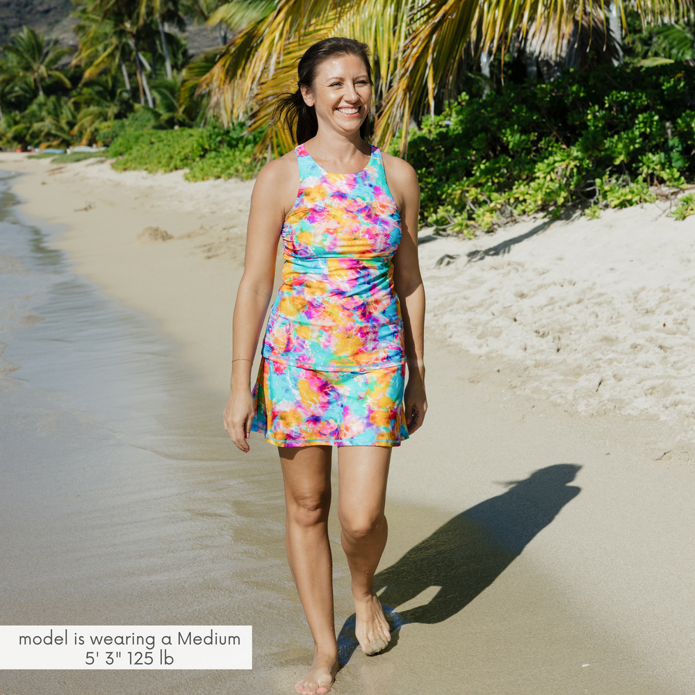 Women’s High Neck Fitted Tankini Top | “Impressions"