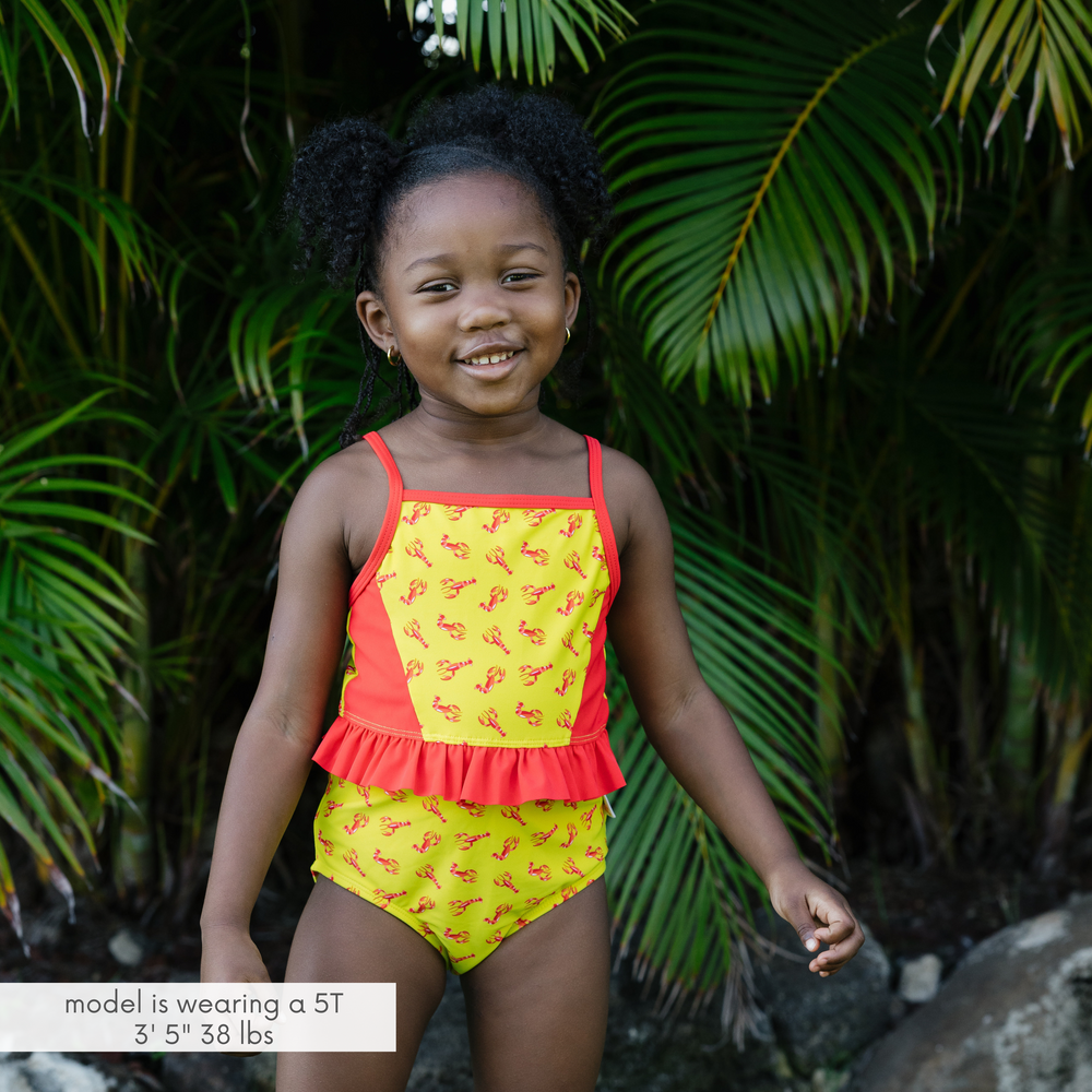 Girls One-Piece Swimsuit + Long Sleeve Rash Guard Set (2 Piece) | "Lob