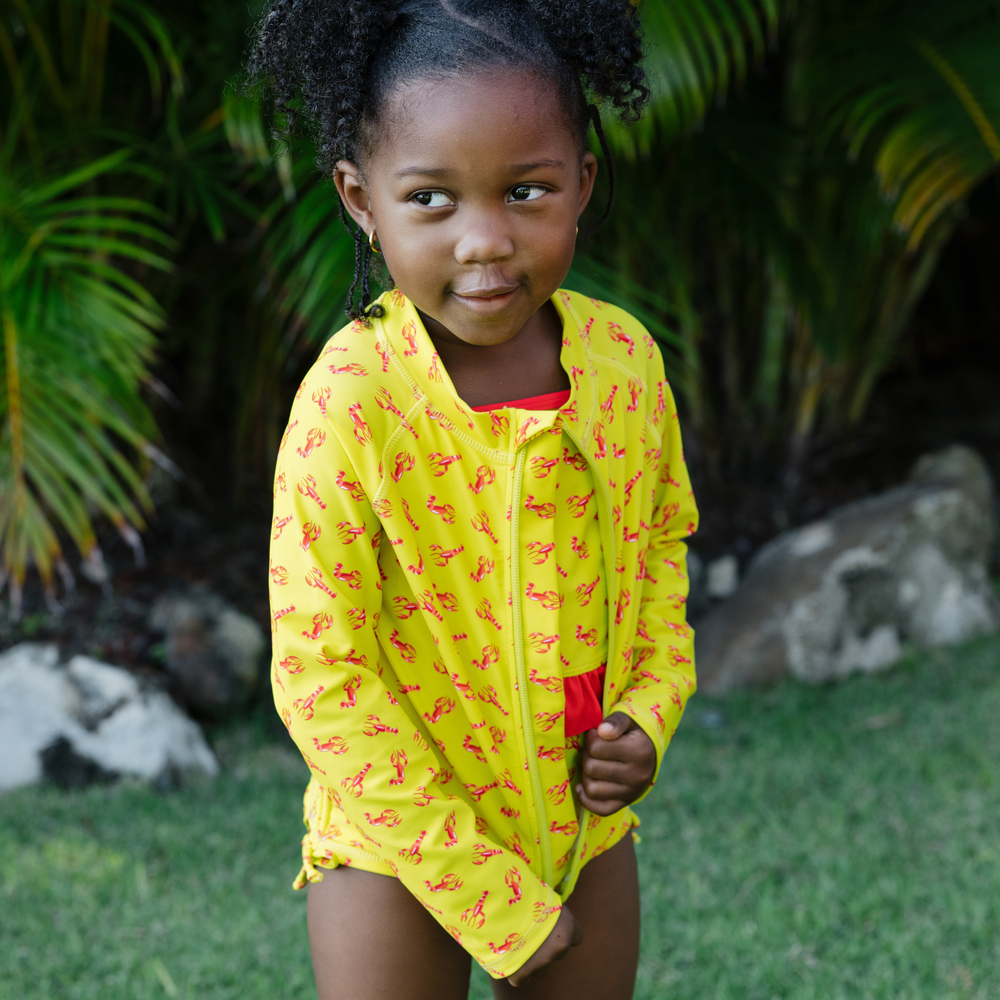 Girls One-Piece Swimsuit + Long Sleeve Rash Guard Set (2 Piece) | "Lob