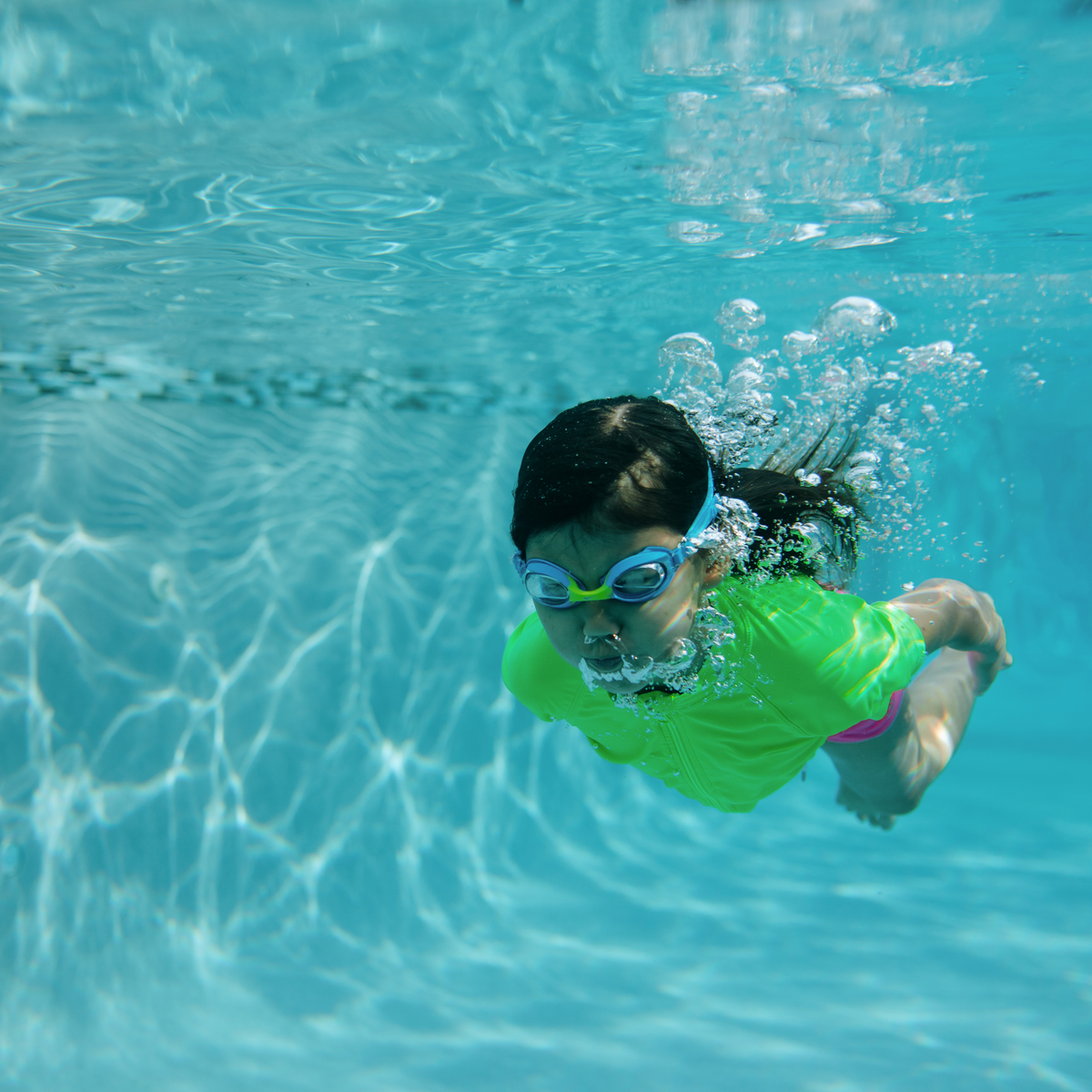 Neon Green Kids’ Zipper Rash Guard with Short Sleeves | SwimZip