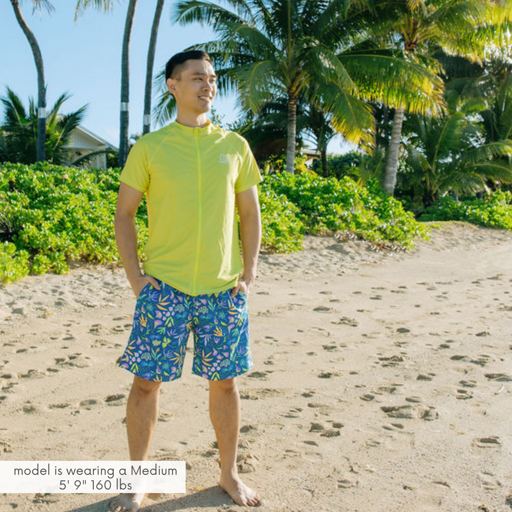 Men's 8" Swim Trunks Boxer Brief Liner | "Tropadelic"