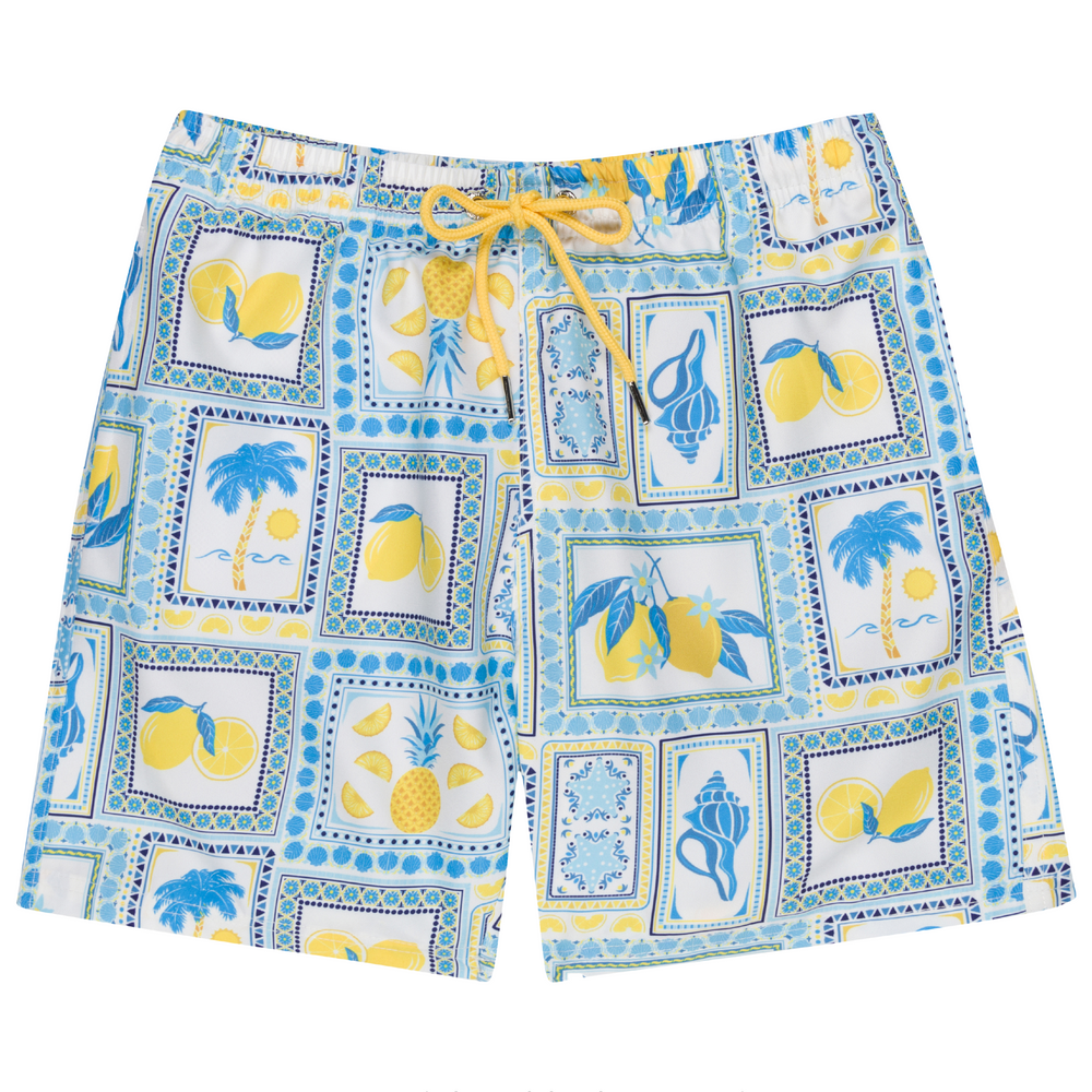 Boys Swim Trunks Boxer Brief Liner (sizes 6-14) | “Mediterranean Lemon