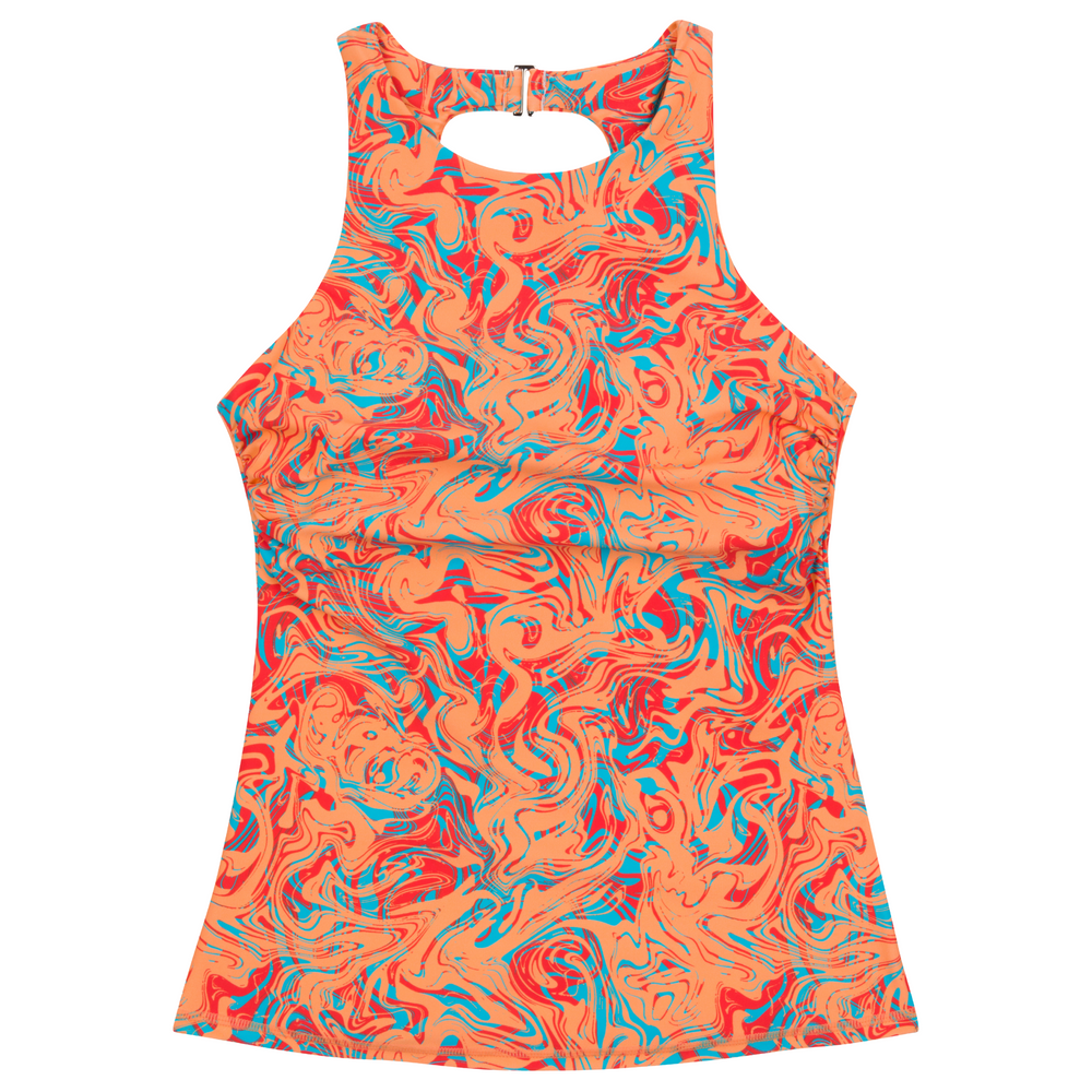 Women’s High Neck Fitted Tankini Top | “Swirl”