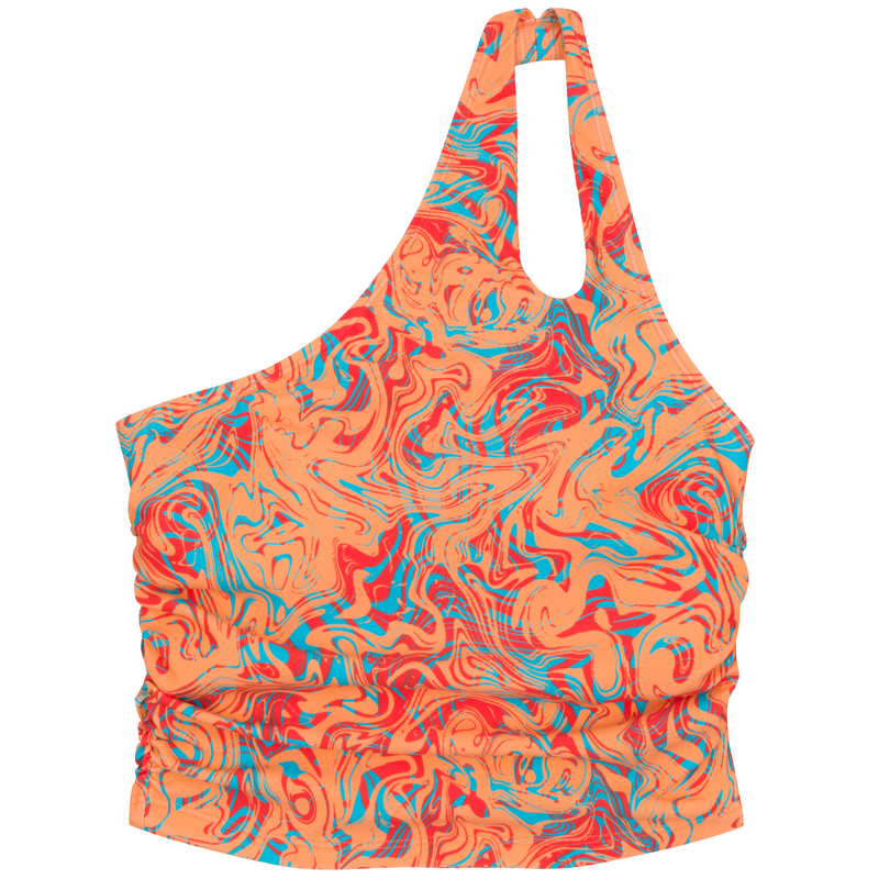 Women’s One Shoulder Crop Tankini Top | “Swirl”