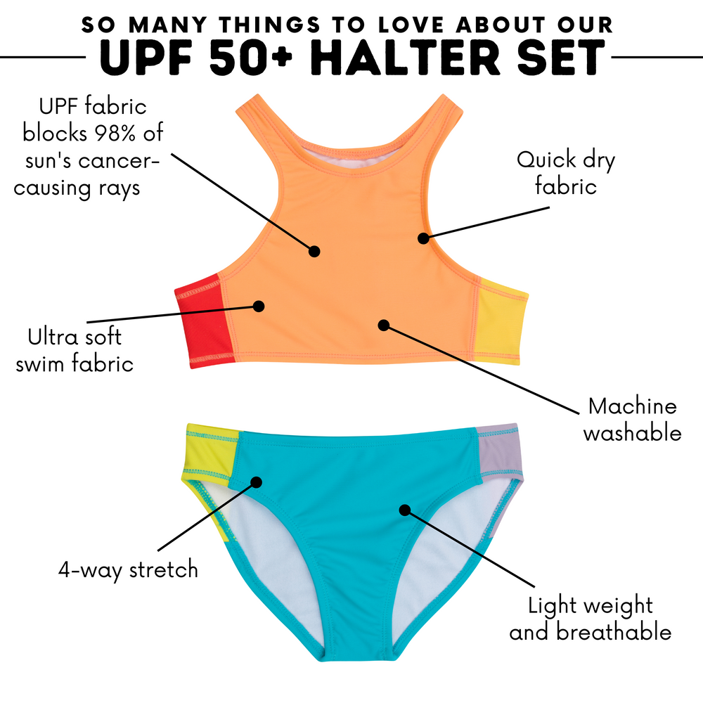 Girls Halter Top Bikini Set (2 Piece) | "Color Pop"